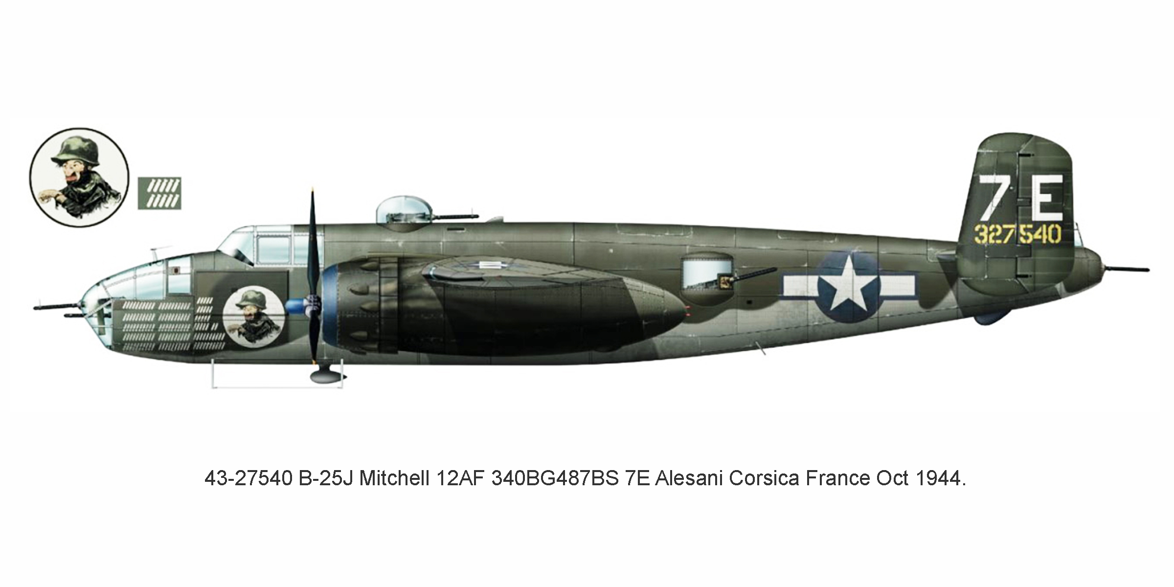 Asisbiz 43-27540-B 25J Mitchell 12AF 340BG487BS 7E Alesani Corsica ...