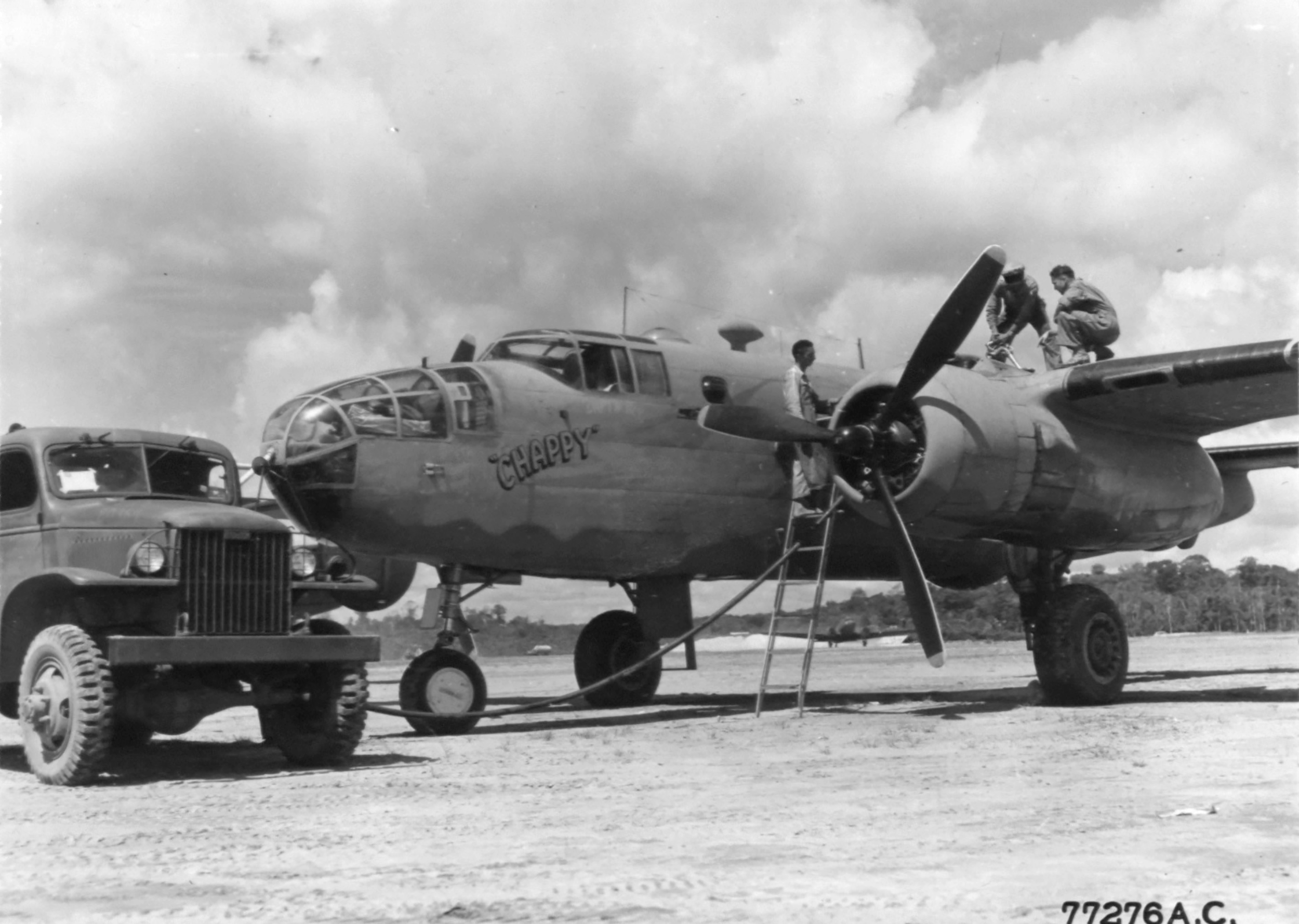 Asisbiz B 25C Mitchell 12AF 321BG445BS Chappy at Val De Caes Field ...