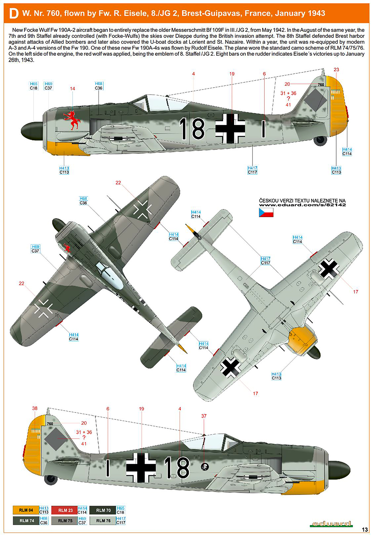 Asisbiz Focke Wulf Fw 190A2 8.JG2 Black 18 Rudolf Eisele WNr 760 Brest ...