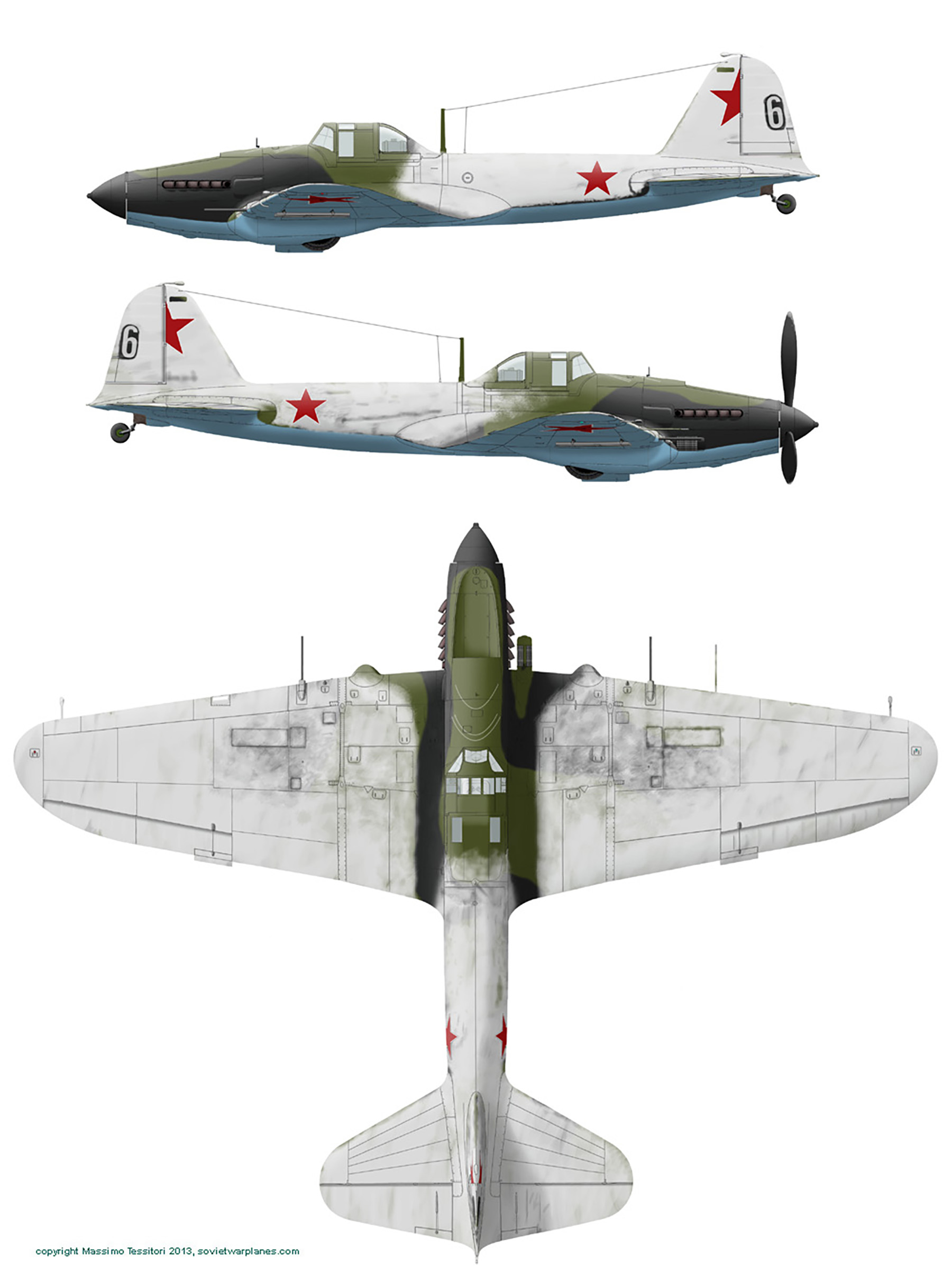 Asisbiz Ilyushin Il 2M3 Sturmovik 504ShAP White 6 flown by SnrLt AI Borodin winter 1942 42 0A