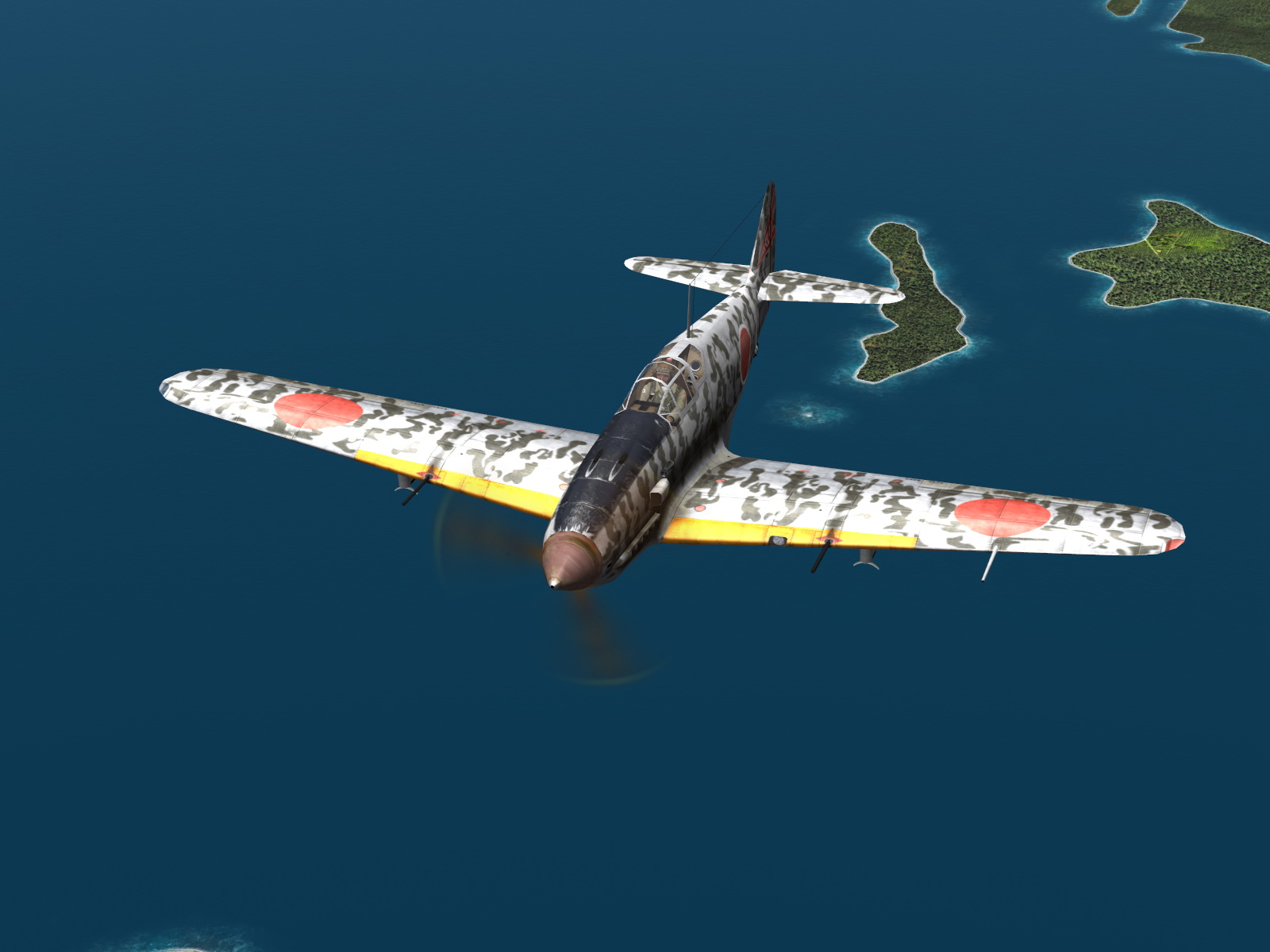 Asisbiz IL2 RD Ki-61 68 Sentai 2 Chutai 3C front quarter profile view V01