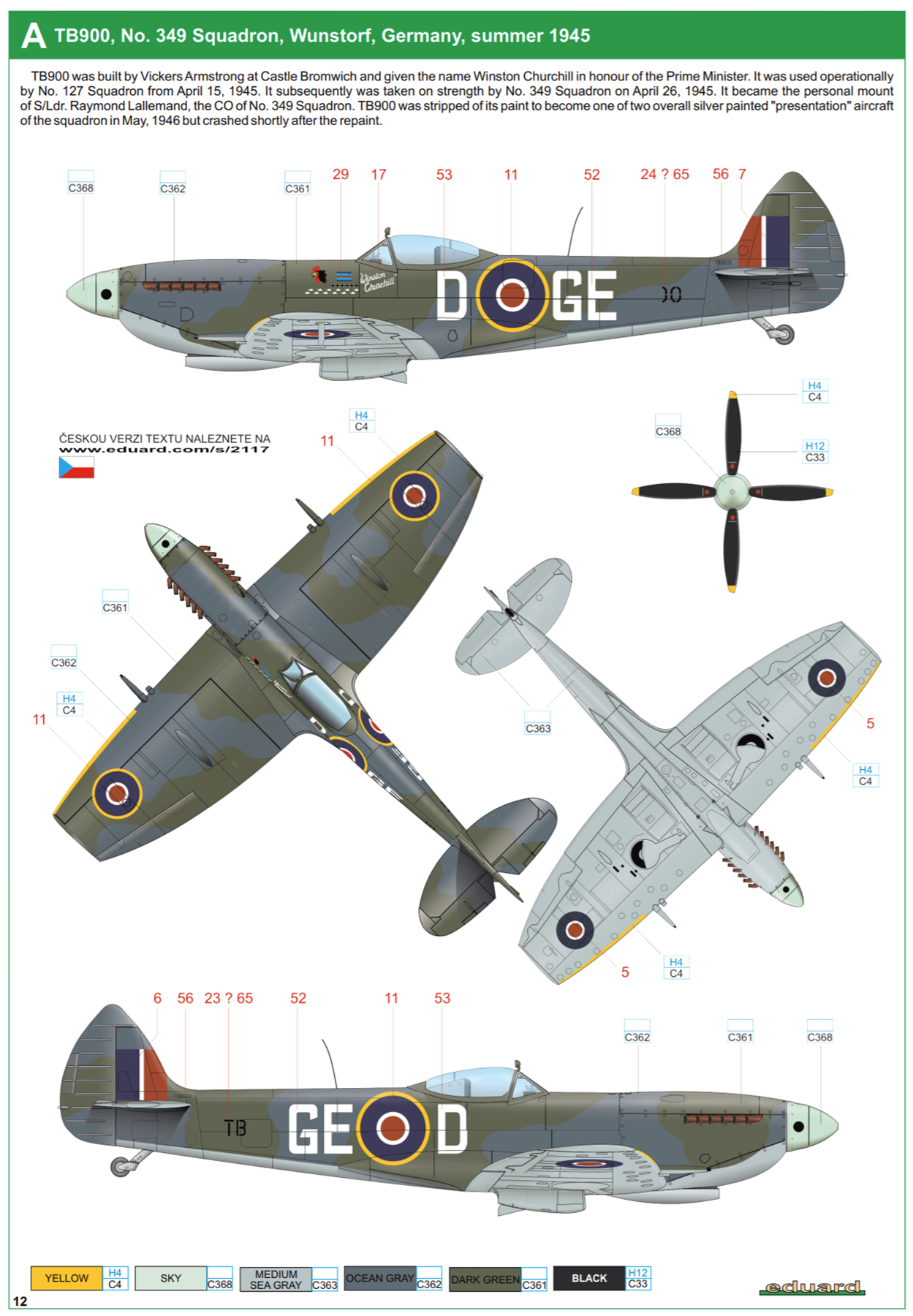 Asisbiz Spitfire XVI RAF 349Sqn GED TB900 Wunstorf Germany summer 1945 ...
