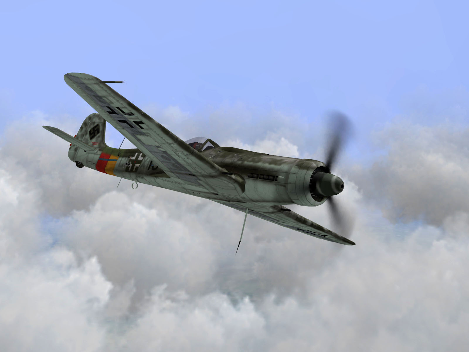 Asisbiz IL2 CS Ta 152C 1.JG301 Black 15 over storm clouds Germany V03