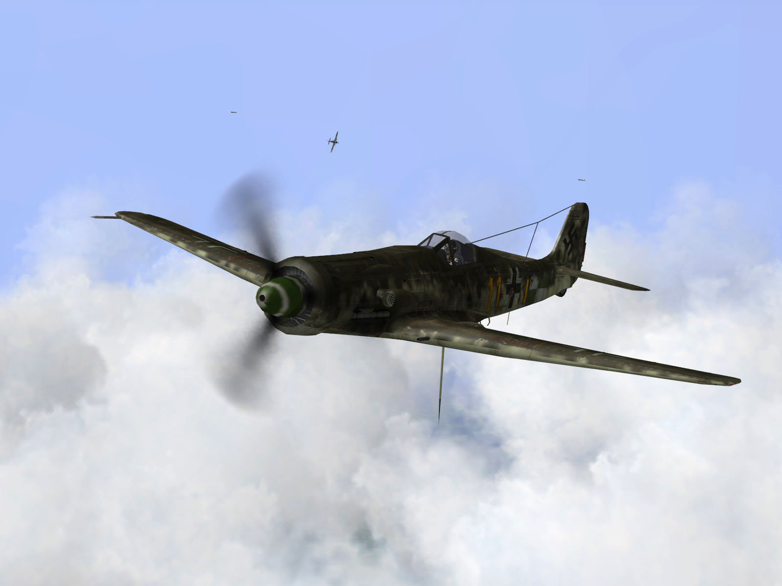 Asisbiz IL2 TT Ta 152C 9.KG27 yellow 11 entering a dogfight with allied ...