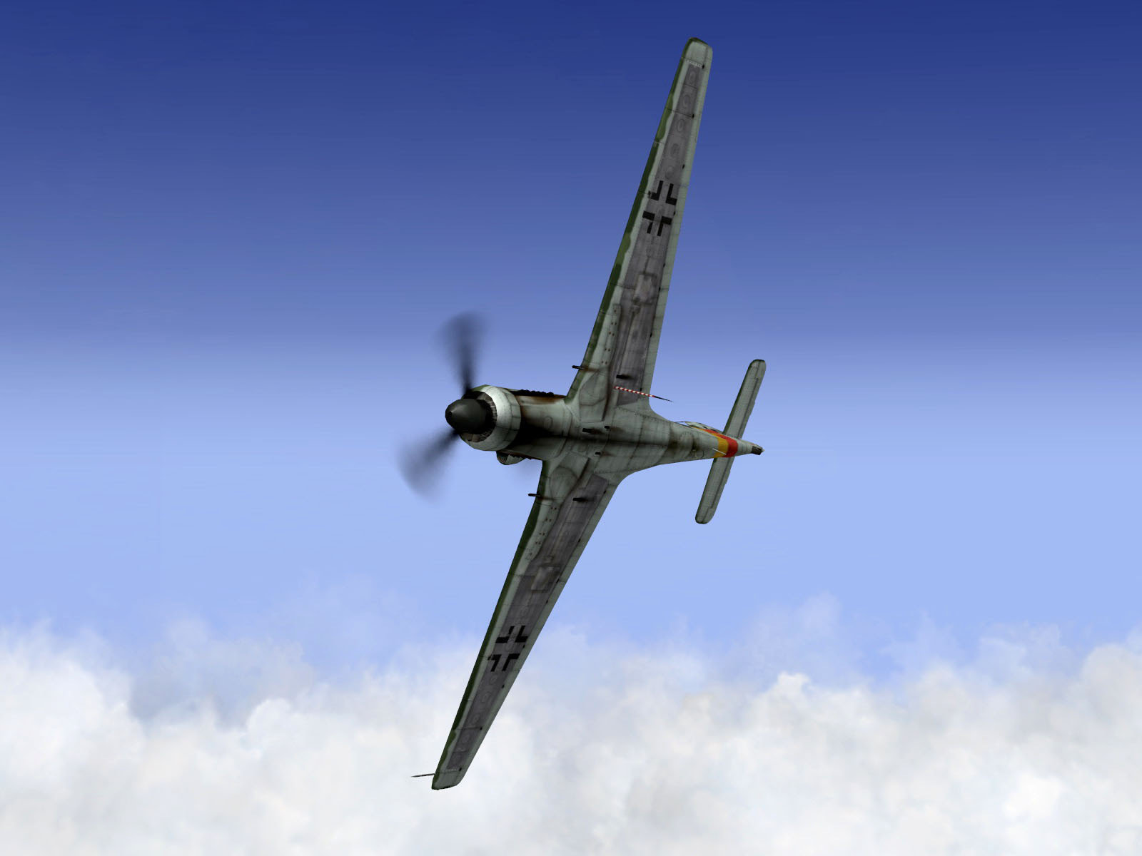 Asisbiz IL2 SJ Ta 152H1 7.JG301 Yellow 2 bottom camouflage profile view 01